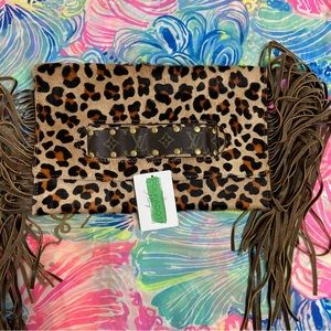 Bags | Upcycled Authentic Louis Vuitton Leopard Print Fringe Leather ...